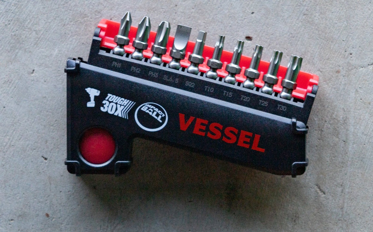 Vessel Set of 10 Torsion Impact Ball Bits + Bit Holder with Philips, S ...